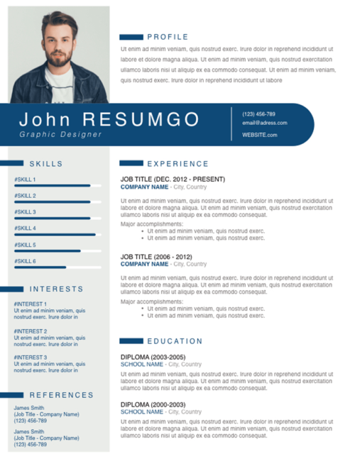 THERON - Blue Ribbon Resume Template | ResumGO