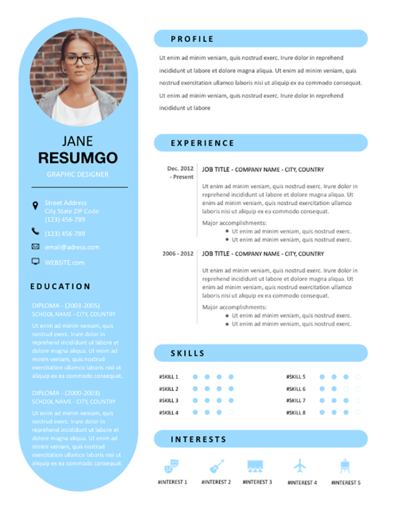 RHEA – Round Resume Template | ResumGO