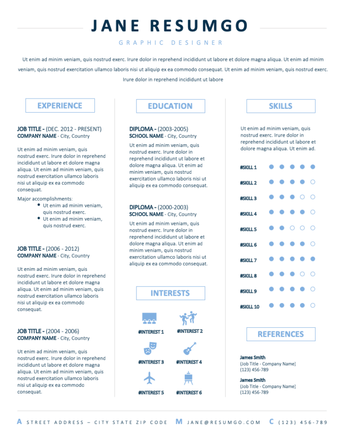 JONAS – Three-Column Resume Template | ResumGO