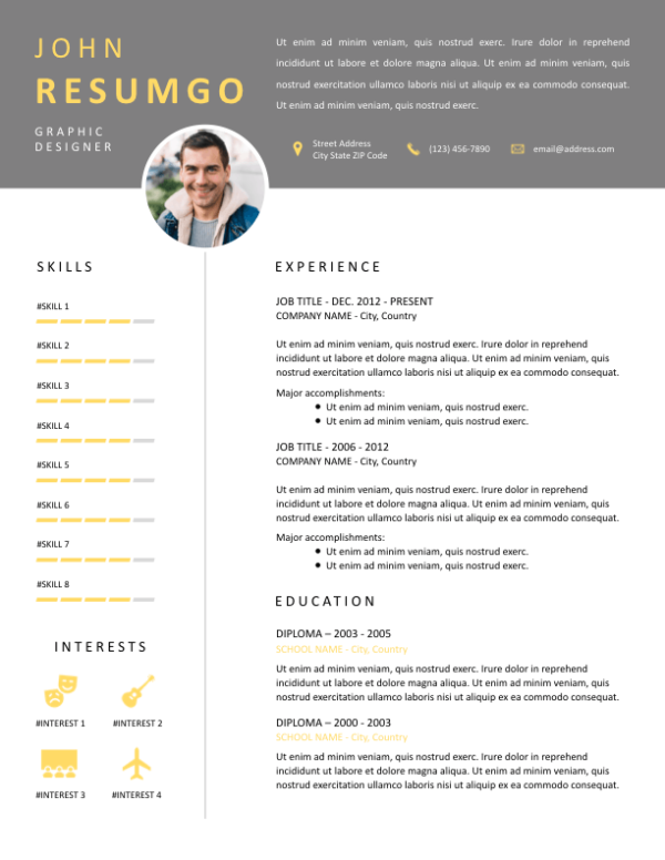 ISOKRATES – Gray Header Resume Template | ResumGO
