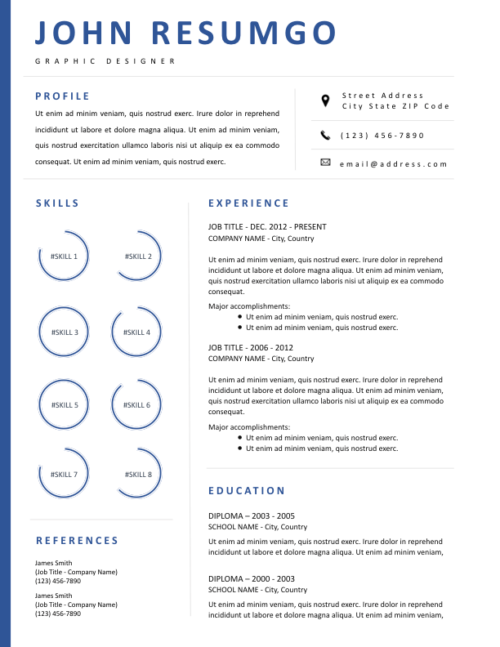 MINTA – Blue Left Border Resume Template | ResumGO