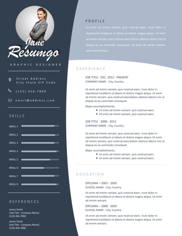 OULIXES – Concave Banners Resume Template | ResumGO