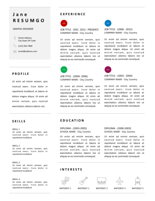EIRENE – 3 Columns Resume Template | ResumGO