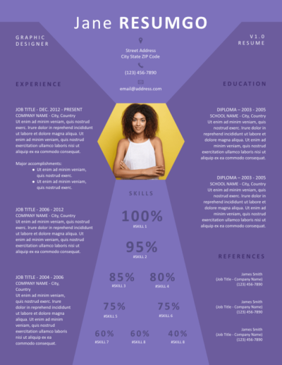 NESTOR – Purple Diamond Resume Template | ResumGO