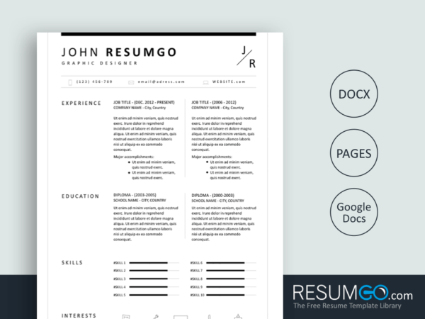 REILLY – Elegant Black and White Resume Template | ResumGO