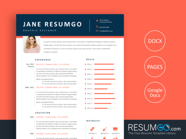 ALEXIS – Blue Sidebar Resume Template | ResumGO