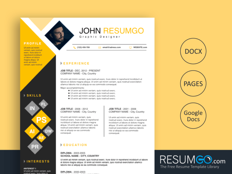 DEIMOS – Square Resume Template | ResumGO