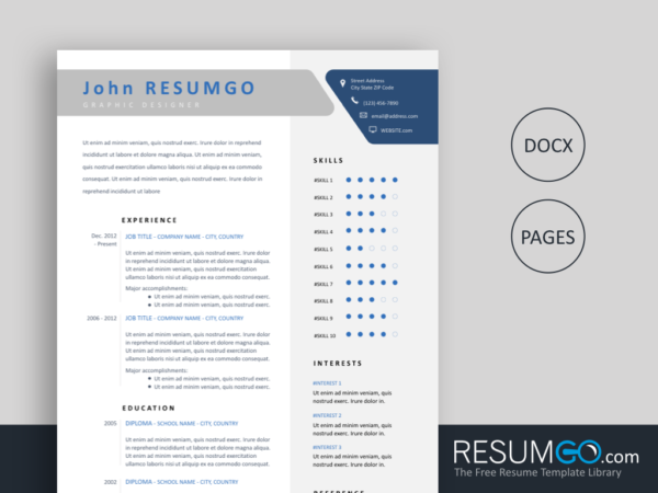 MAIA – Professional Resume Template With Black Header | ResumGO