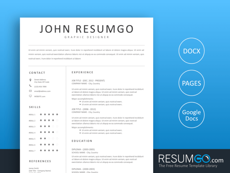 LETO – Professional Black and White Resume Template | ResumGO