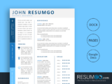 KORINNA – Blue Modern Resume Template | ResumGO