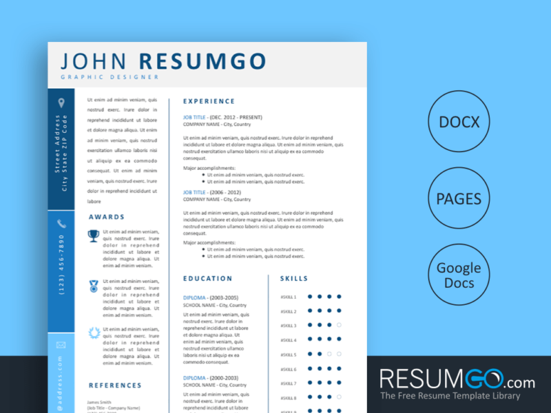 KORINNA – Blue Modern Resume Template | ResumGO