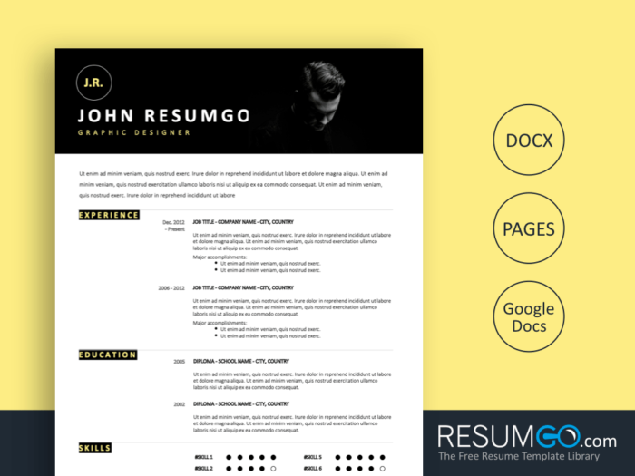 MENTOR – Full-Width Photo Banner Resume Template | ResumGO