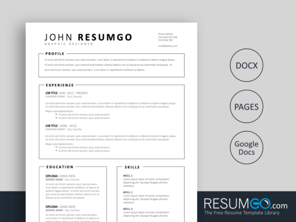 ARMANI – Elegant Resume Template With Plain White Background