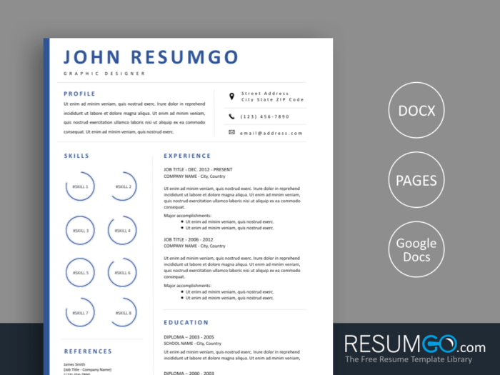 MINTA – Blue Left Border Resume Template | ResumGO