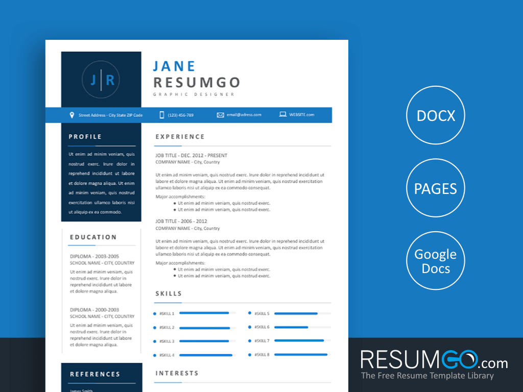 NATASA Blue Modern Resume Template ResumGO