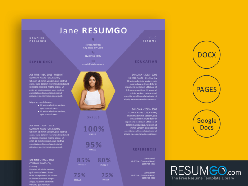 NESTOR – Purple Diamond Resume Template | ResumGO