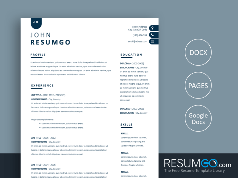 EIRENE – 3 Columns Resume Template | ResumGO