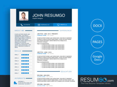 OPHELOS – Blue Resume Template | ResumGO