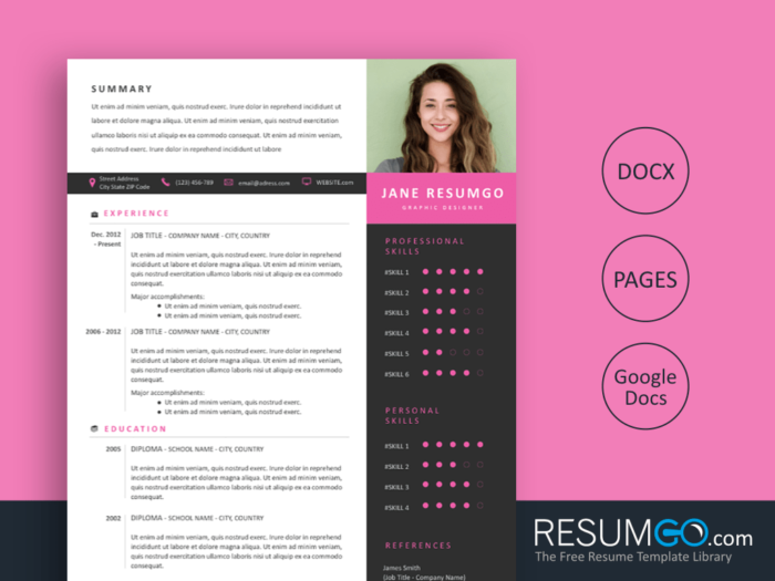 OURANIA – Pink Gray Ribbon Resume Template | ResumGO