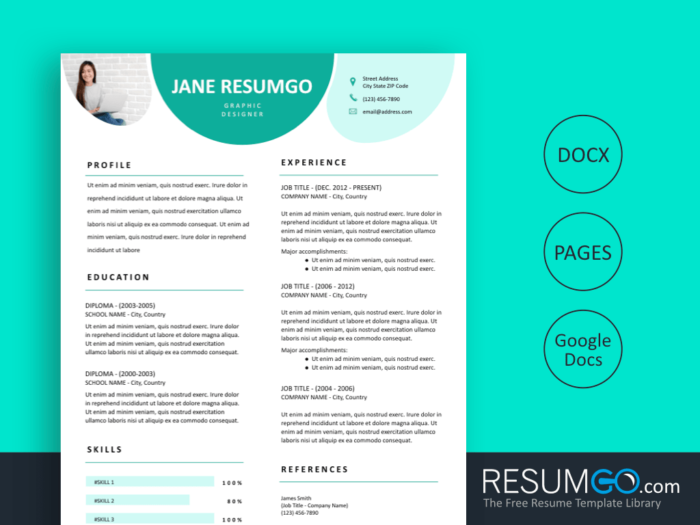 Free Light Blue Resume Templates - Instant Download - ResumGO