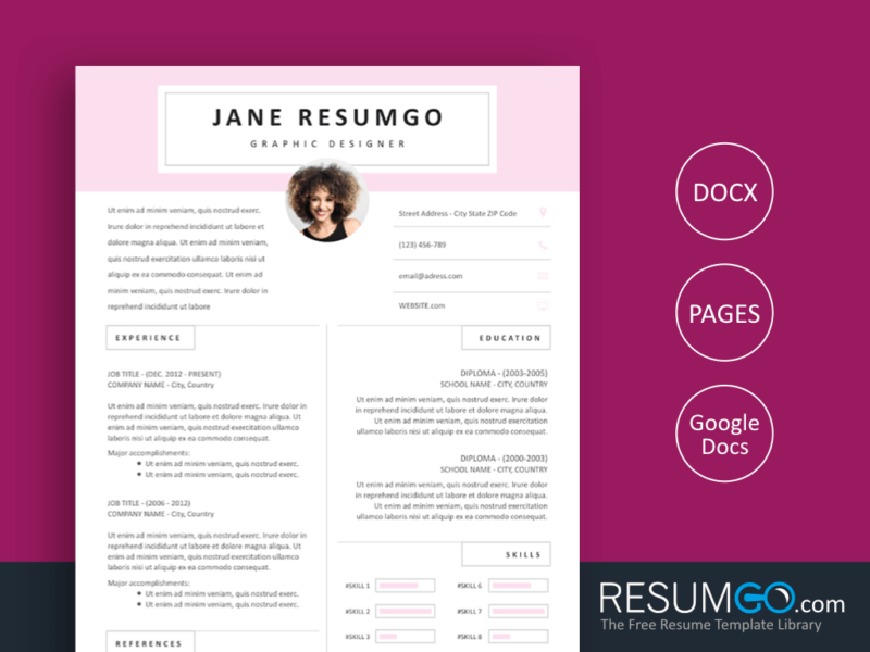 SOTIRIA – Elegant Pink Resume Template | ResumGO