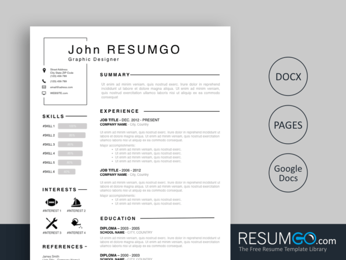 TITOS – Straight Resume Template | ResumGO