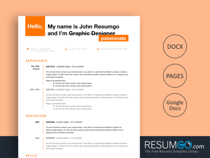 TOBIAS – Modern Orange Resume Template | ResumGO