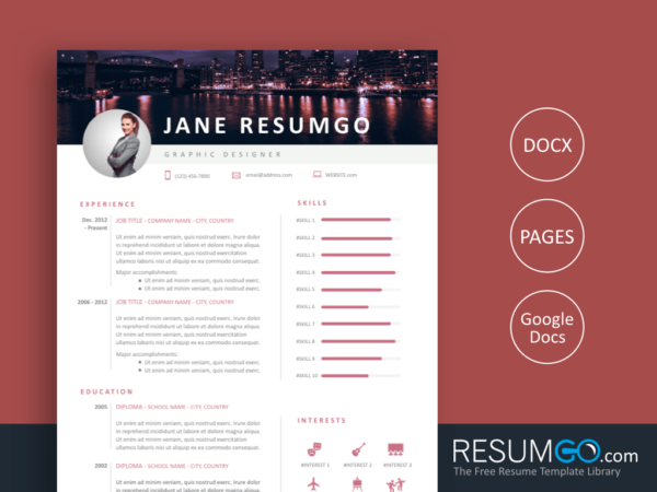 ISOKRATES – Gray Header Resume Template | ResumGO