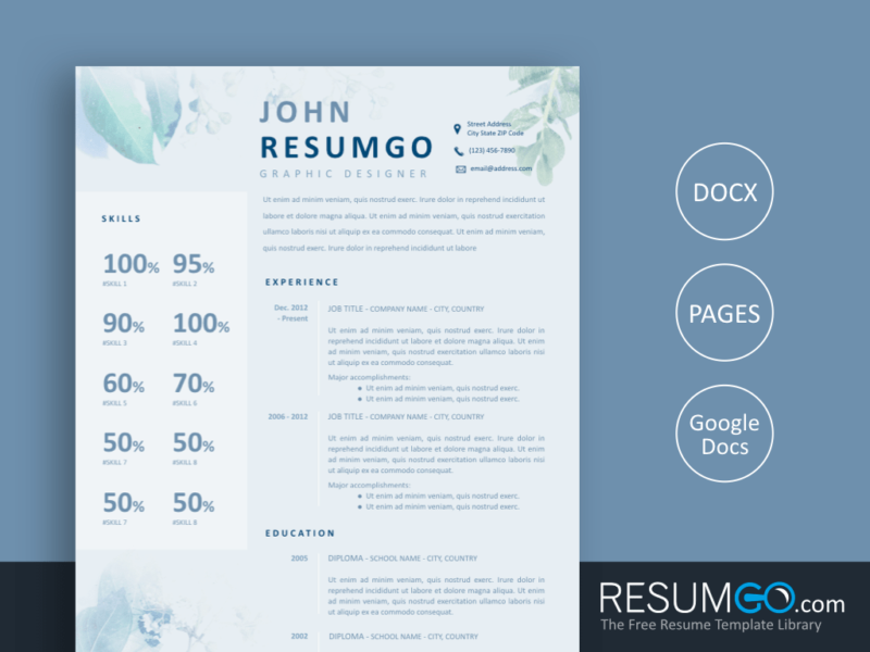 FRONA – Pink Flowers Resume Template | ResumGO