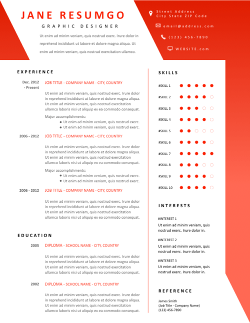 SARA – Red Modern Resume Template | ResumGO