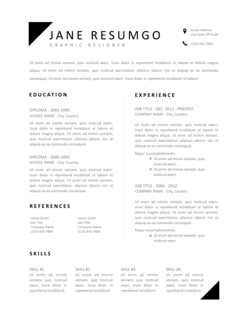 VASILIKI – Classic Black and White Resume Template | ResumGO