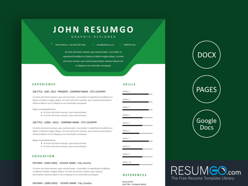 AGOT – Green Modern Resume Template | ResumGO