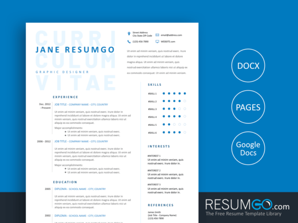 JONAS – Three-Column Resume Template | ResumGO