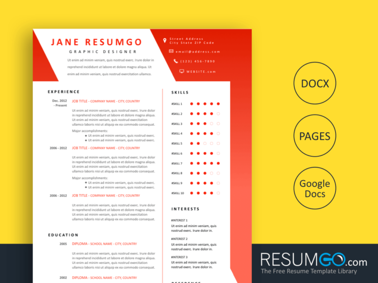 SARA – Red Modern Resume Template | ResumGO