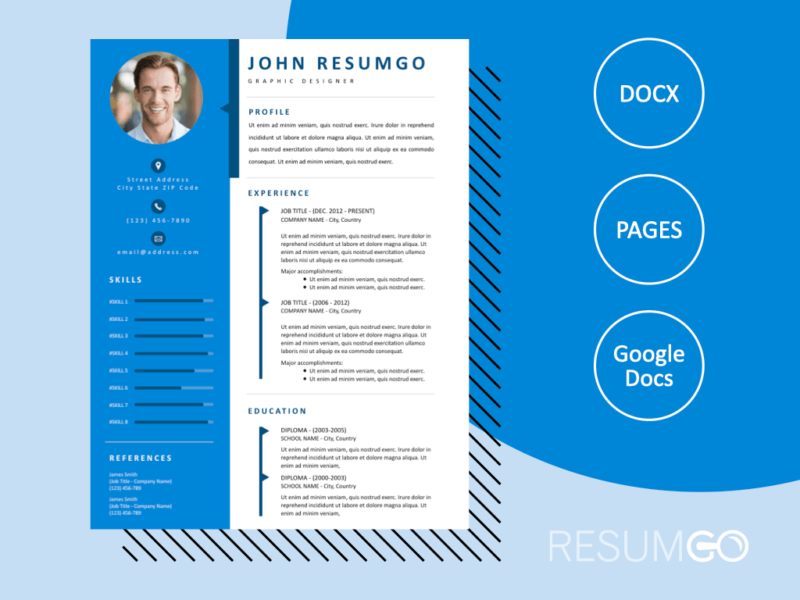 ALEXIS – Blue Sidebar Resume Template | ResumGO