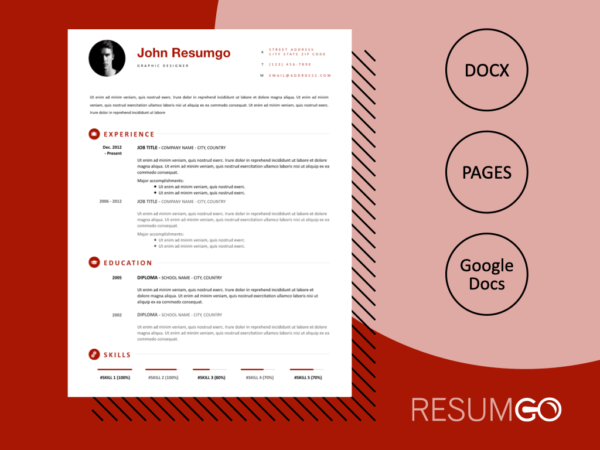 Free Red Resume Templates - Instant Download | ResumGO