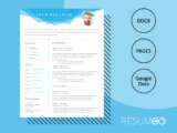 ELISSA – Blue Geometric Header Resume Template | ResumGO