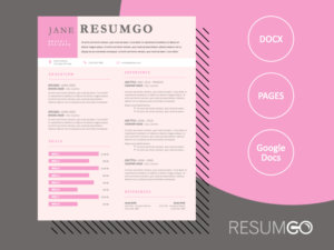 Free Pink Resume Templates - Instant Download | ResumGO