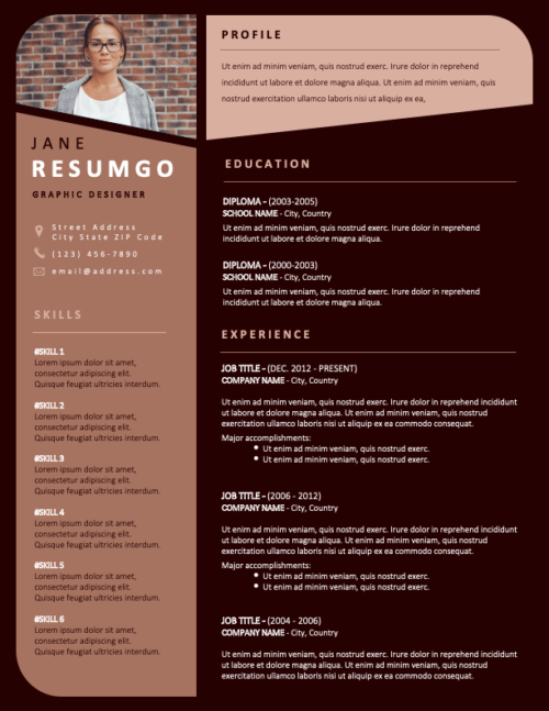 OPEBI – Resume Template With Brown Backgrounds | ResumGO