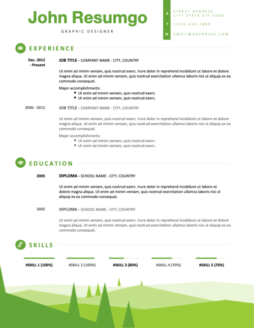 SEMELE – Resume Template With a Green Landscape Footer | ResumGO
