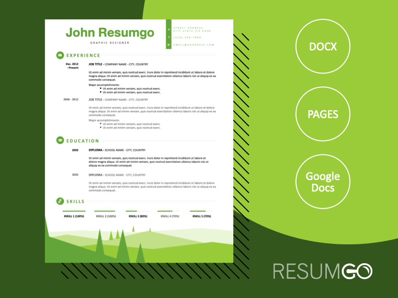 SEMELE Resume Template With A Green Landscape Footer ResumGO