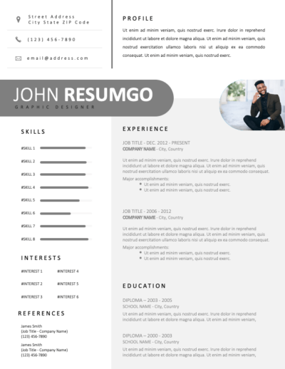 GEMMAYZE – Clean White and Gray Resume Template | ResumGO