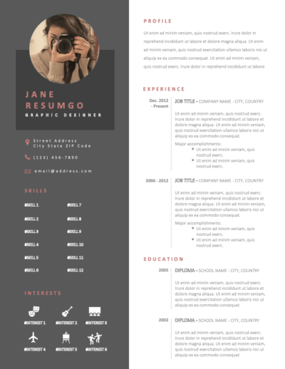 FRANKIE – 2-Column Resume Template With a Gray Left Sidebar