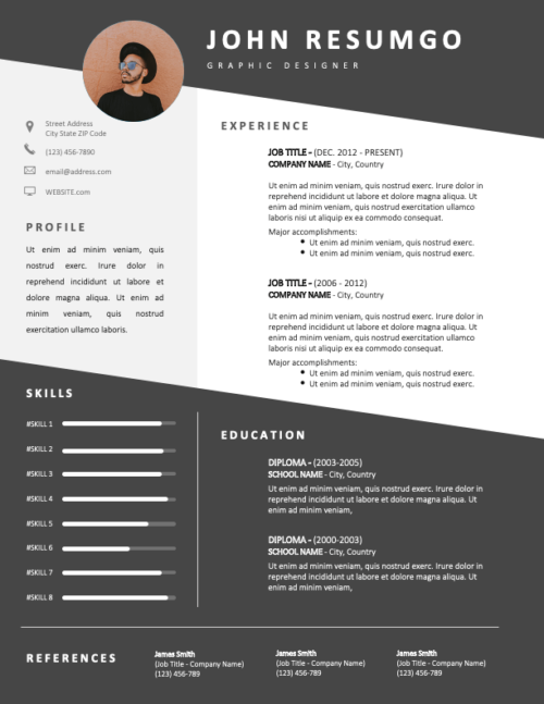 LANDRY – Diagonal Resume Template | ResumGO