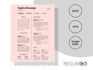 Free Pink Resume Templates - Instant Download | ResumGO