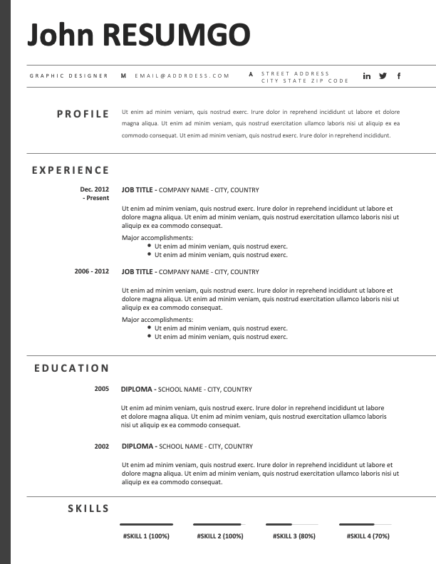 REILLY Elegant Black And White Resume Template ResumGO