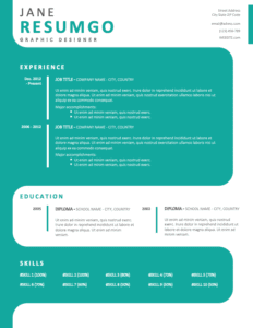 HONOR – Modern Teal Resume Template | ResumGO