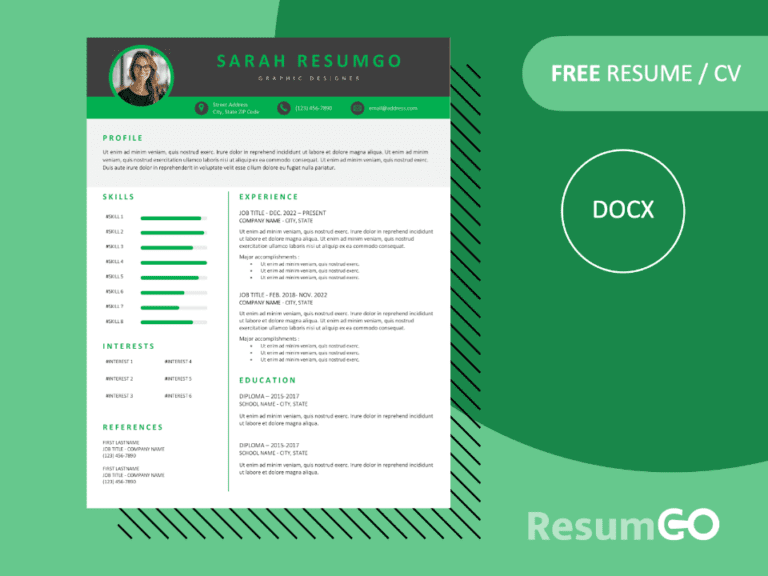 Feldberg – Fancy Green Resume Template | ResumGO