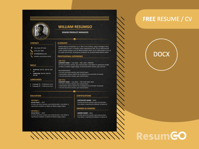 Brooklyn 2 Modern Executive Resume Template | ResumGO