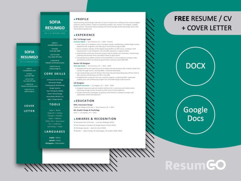 ORIENTA – Elegant Sidebar Resume Template | ResumGO